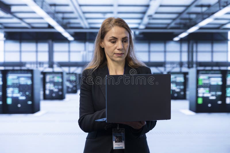 Server Hub Worker Identifying and Resolving Technical Issues Stock Photo - Image of ...