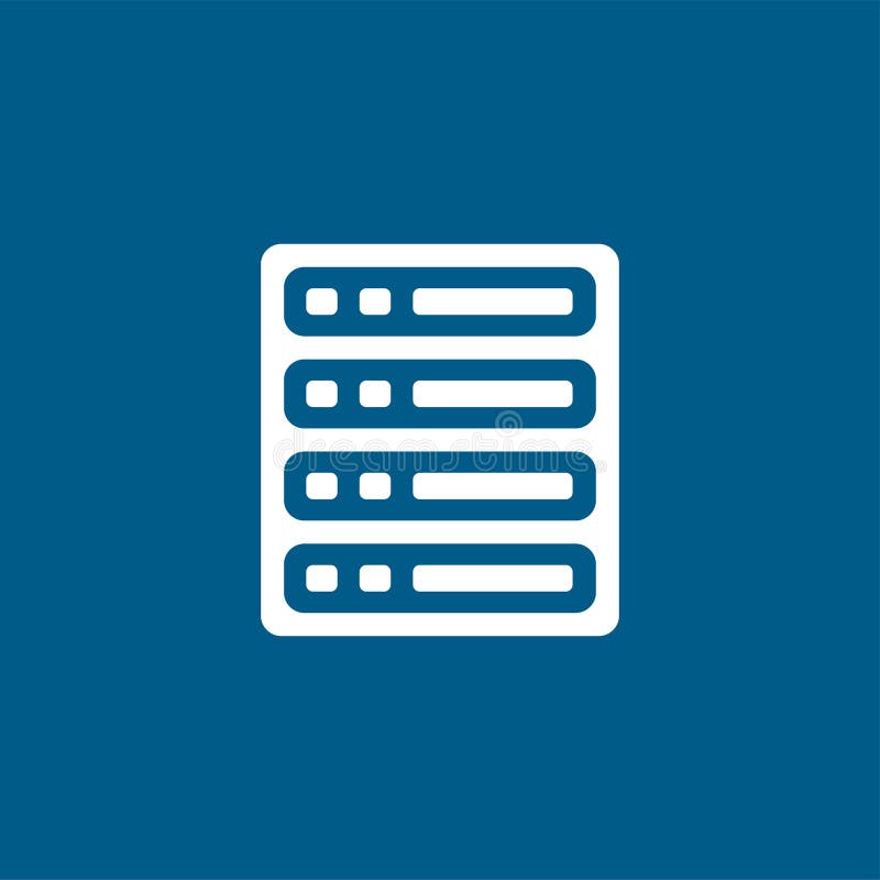 Server Icon on Blue Background. Blue Flat Style Vector Illustration ...