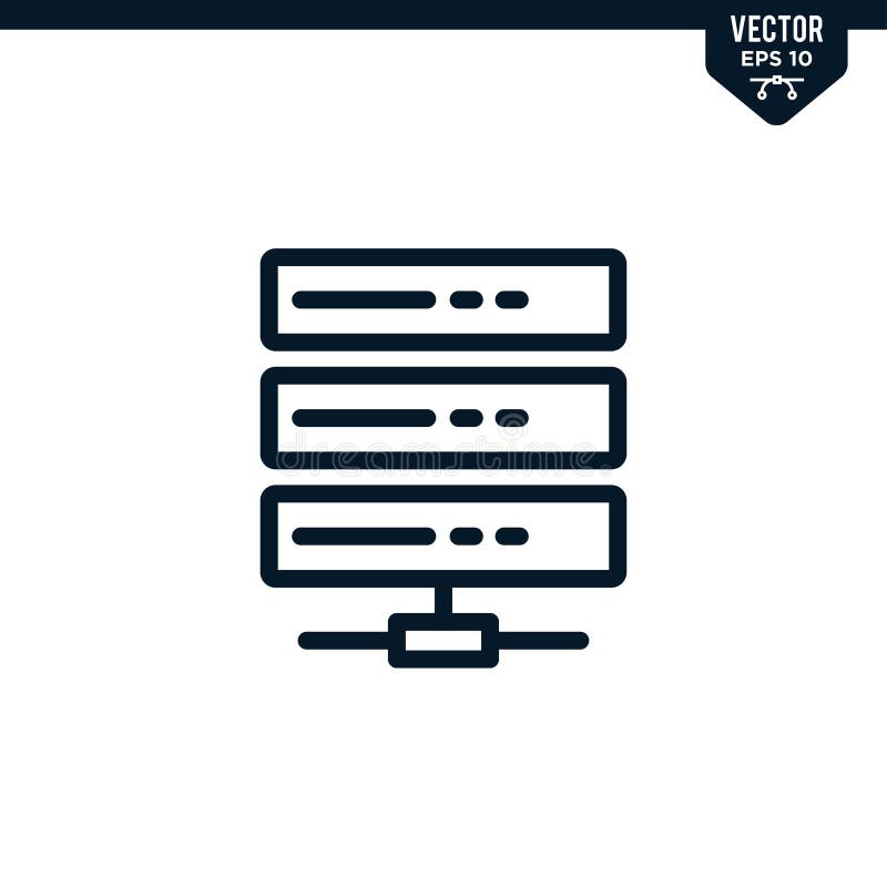 Server Icon Collection in Outlined Style Stock Vector - Illustration of ...