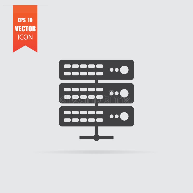 Server Icon in Flat Style Isolated on Grey Background Stock Vector ...