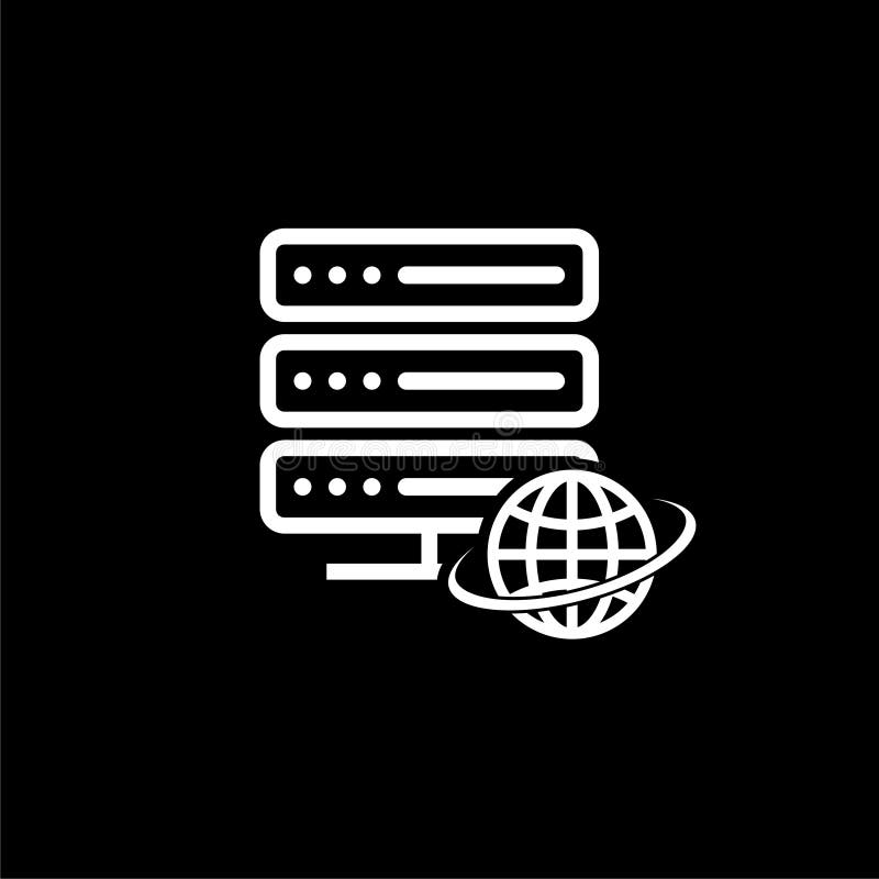 Server Icon Isolated on Black Background Stock Illustration ...
