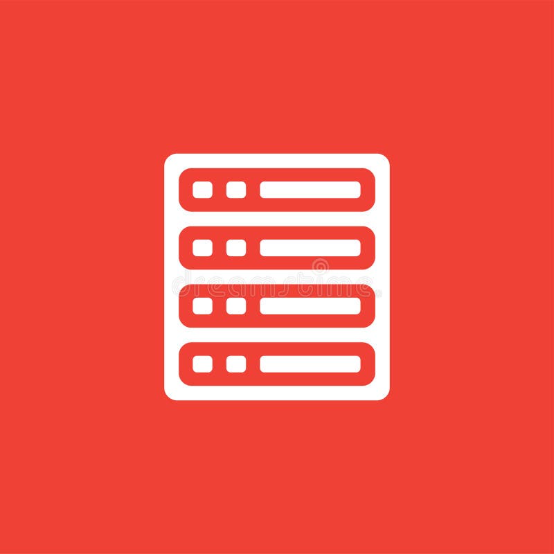 Server Icon on Red Background. Red Flat Style Vector Illustration Stock ...