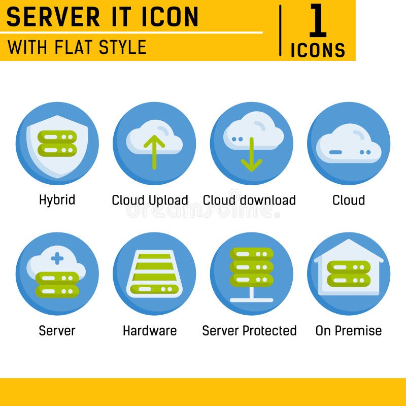 Server it Icon Set Contains Such Icons As Cloud, Hybrid, Server ...