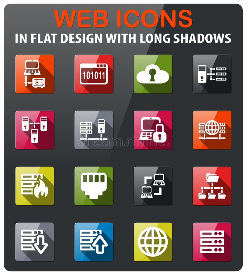 Server icon set stock illustration. Illustration of laptop - 88398747
