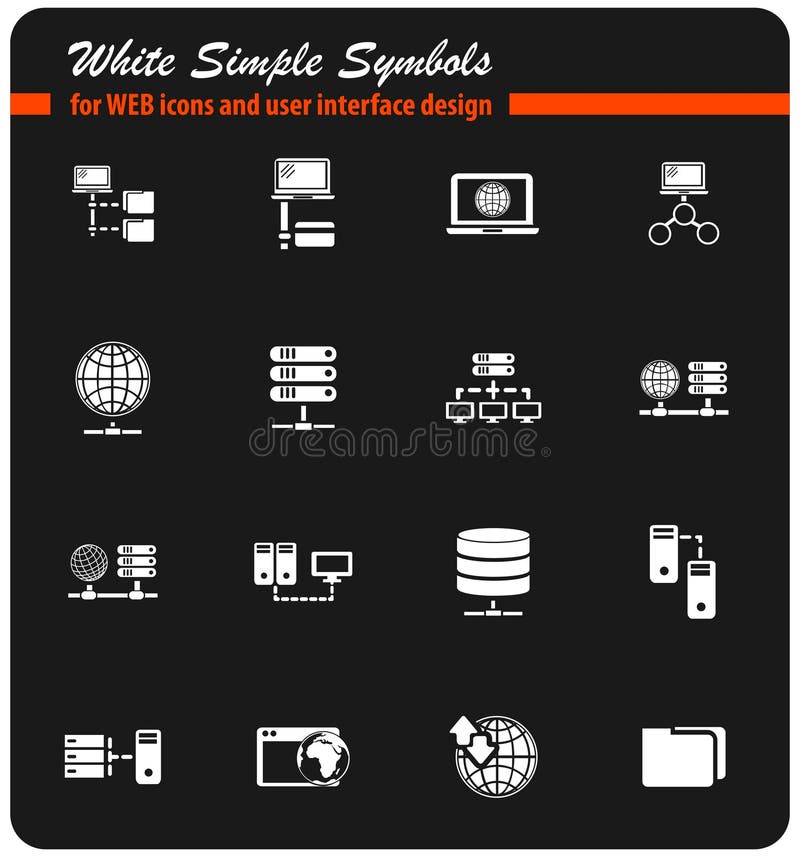 Server icon set stock illustration. Illustration of laptop - 88895872