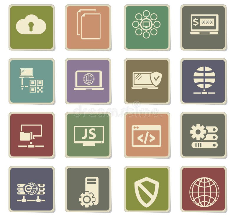 Server icon set stock illustration. Illustration of icon - 89850602