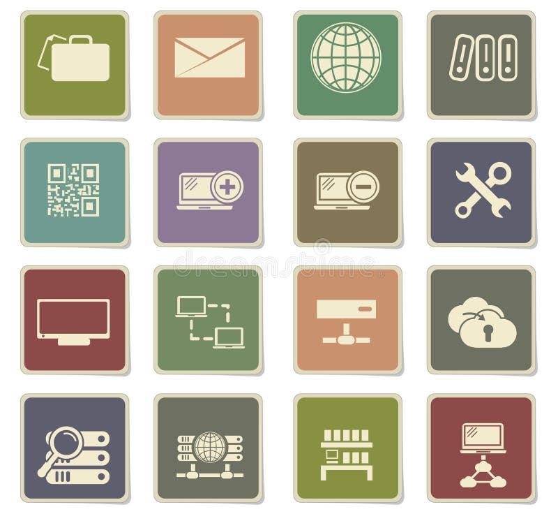 Server icon set stock illustration. Illustration of notebook - 89866243