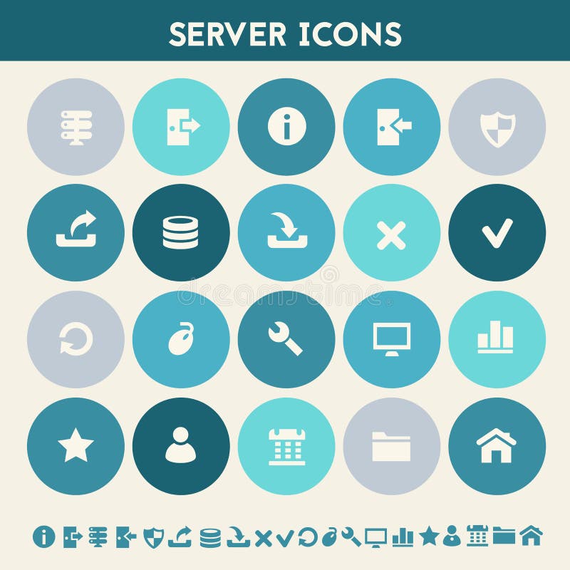 Server Icon Set. Multicolored Flat Buttons Stock Vector - Illustration ...