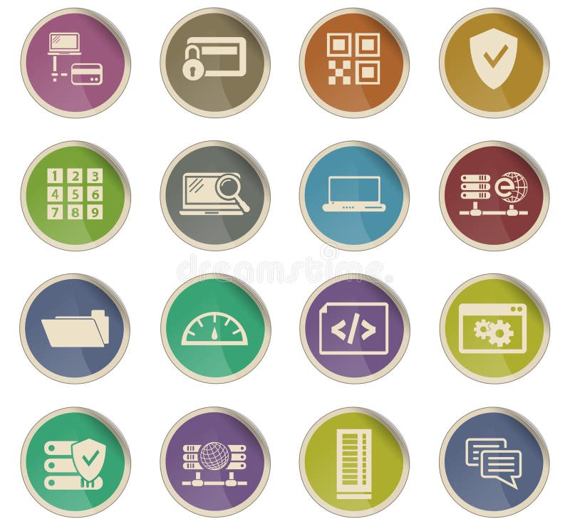 Server icon set stock vector. Illustration of sign, laptop - 123489201