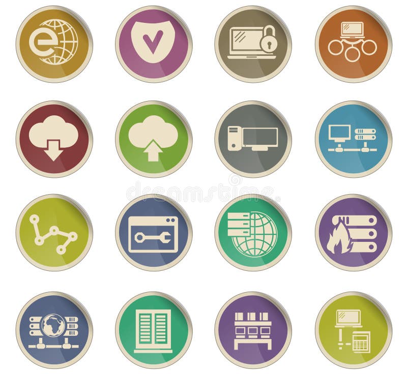 Server icon set stock vector. Illustration of hard, security - 123489236