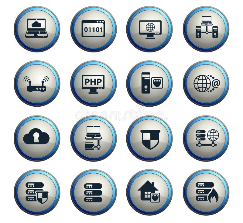 Server icon set stock vector. Illustration of drive - 127750398
