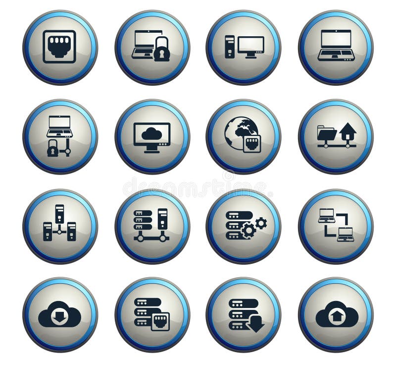 Server icon set stock vector. Illustration of ethernet - 127750409