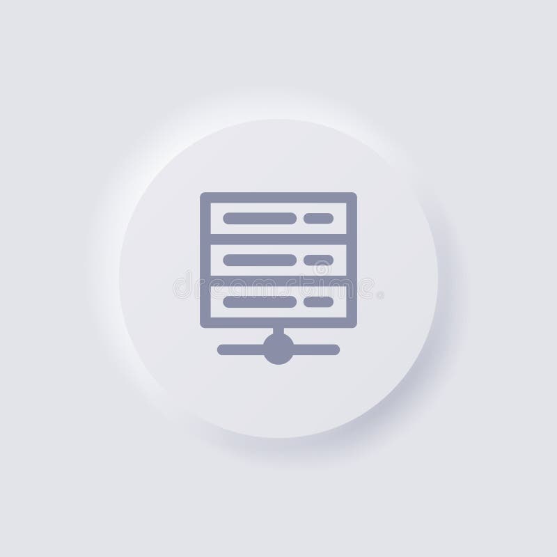 Server Icon, White Neumorphism Soft UI Design. Stock Vector ...
