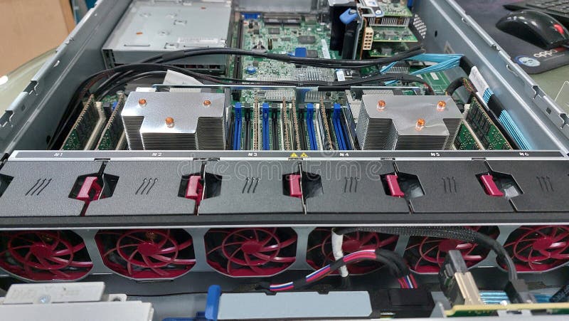 Server Inside Computer, Motherboard Rams and Fans Stock Image - Image of electrical, hardware ...