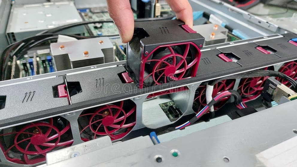 Server Inside Computer, Motherboard Rams and Fans Stock Photo - Image ...