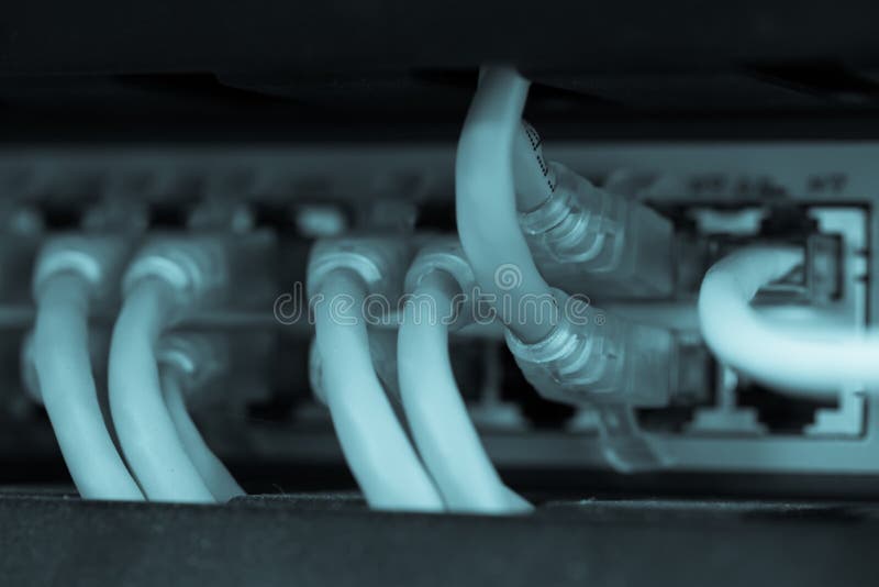 Server Internet Connected with LAN Cables Stock Photo - Image of ...