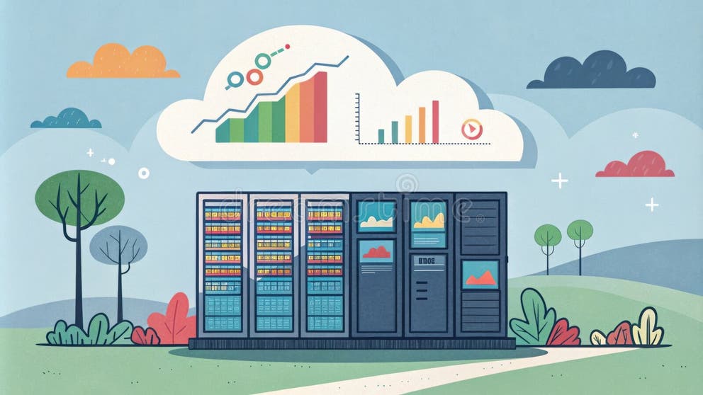 Server Landscape Showing Positive Growth and Data Processing in Cloud ...
