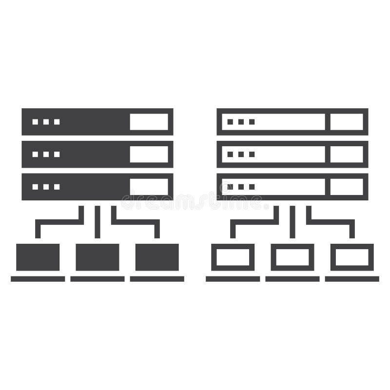 Server Line Icon, Outline and Solid Vector Sign, Linear and Full Stock ...