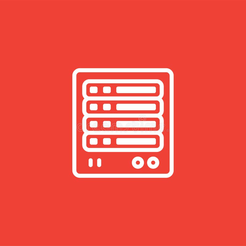 Server Line Red Icon on White Background. Red Flat Style Vector ...