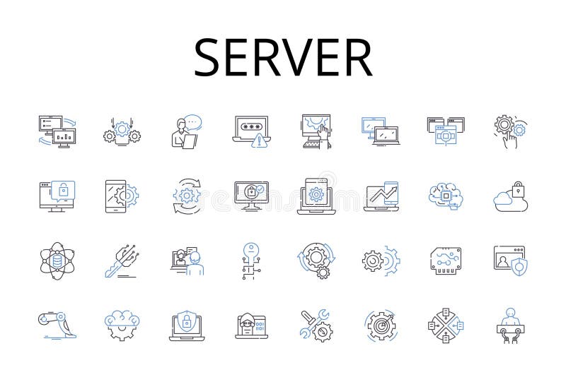 Server Line Icons Collection Host Node Machine Platform Computer