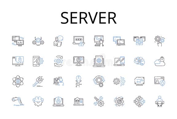 Server Line Icons Collection. Host, Node, Machine, Platform, Computer ...