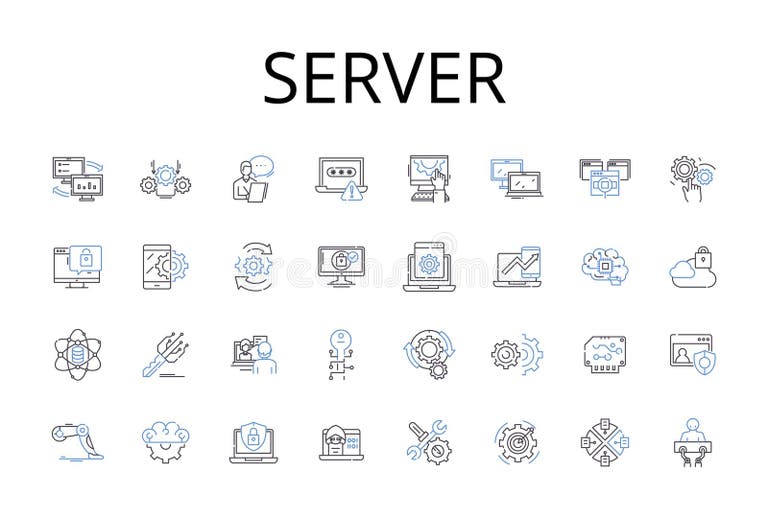 Server Line Icons Collection. Host, Node, Machine, Platform, Computer ...