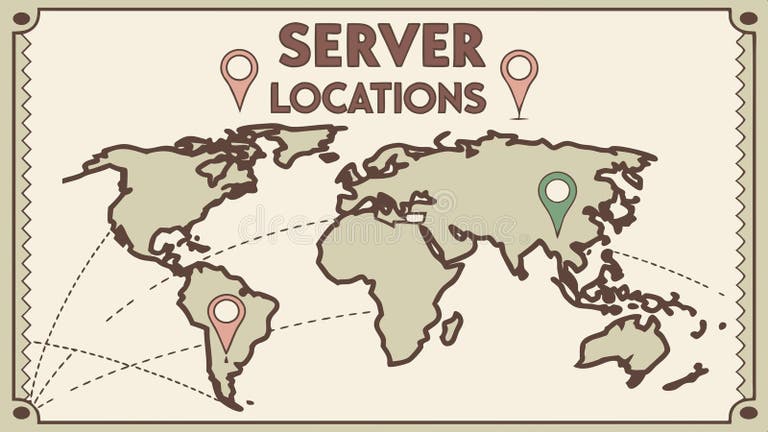 Server Locations Map Vector, Network Infrastructure Art, Global Data ...