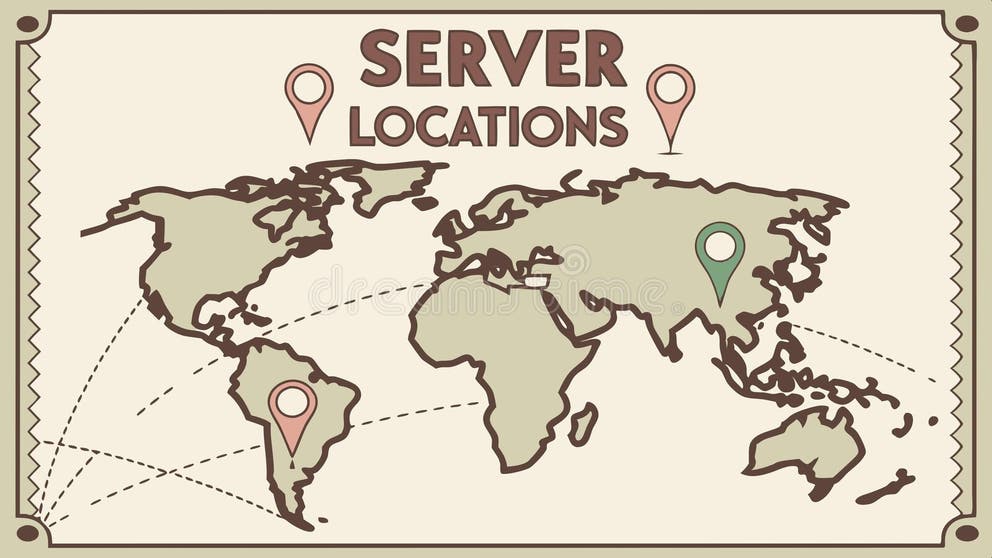 Server Locations Map Vector, Network Infrastructure Art, Global Data ...