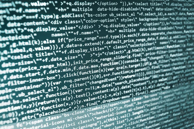 Displaying Program Code on Computer. Shallow Depth of Field, Selective Focus Effect. SEO ...