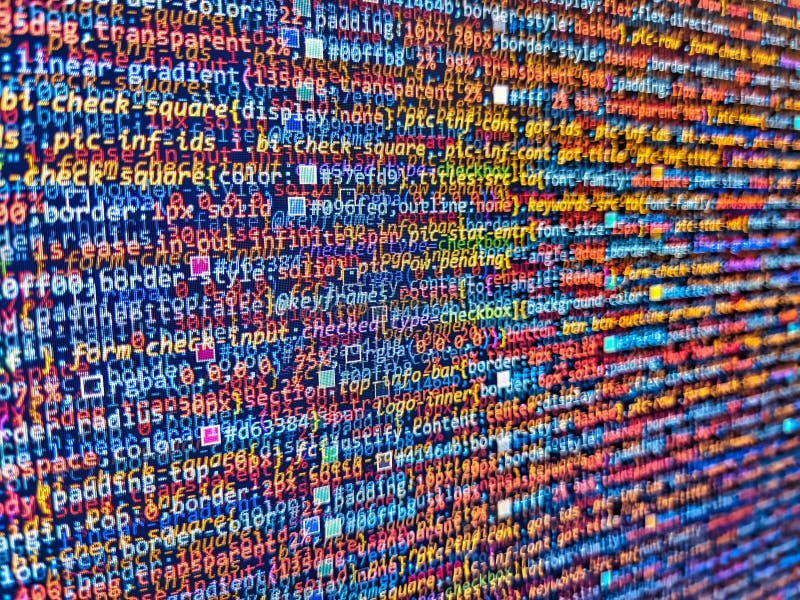 Minificated Web Development Javascript Code Close Up In Sunset Rays Html And Css Code