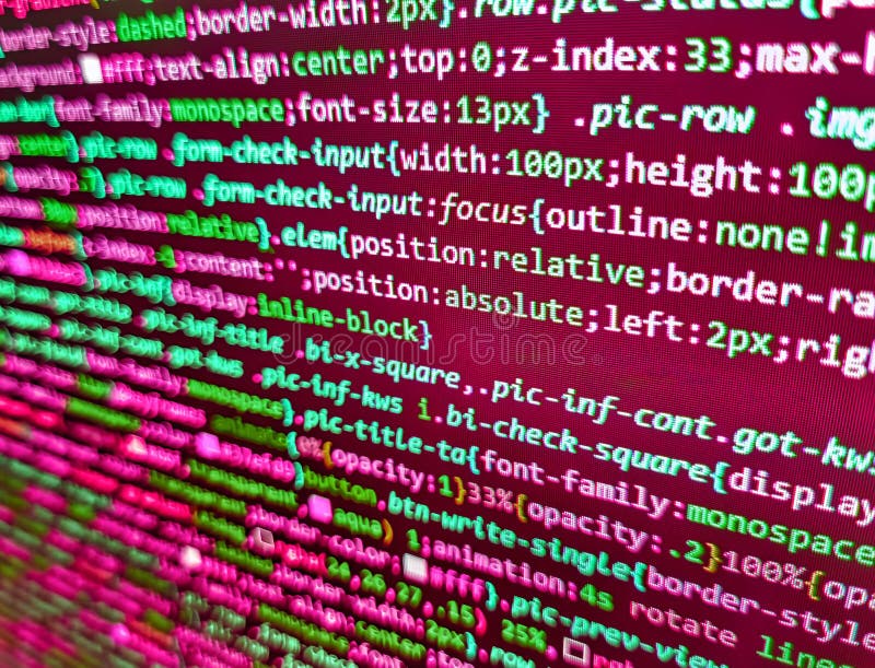 Script Procedure Creating. Future Technology Creation Process. Abstract Program Code on Computer ...