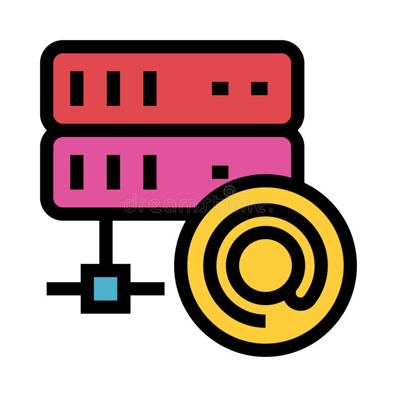Server Mail Color Line Icon Stock Illustration - Illustration of black ...