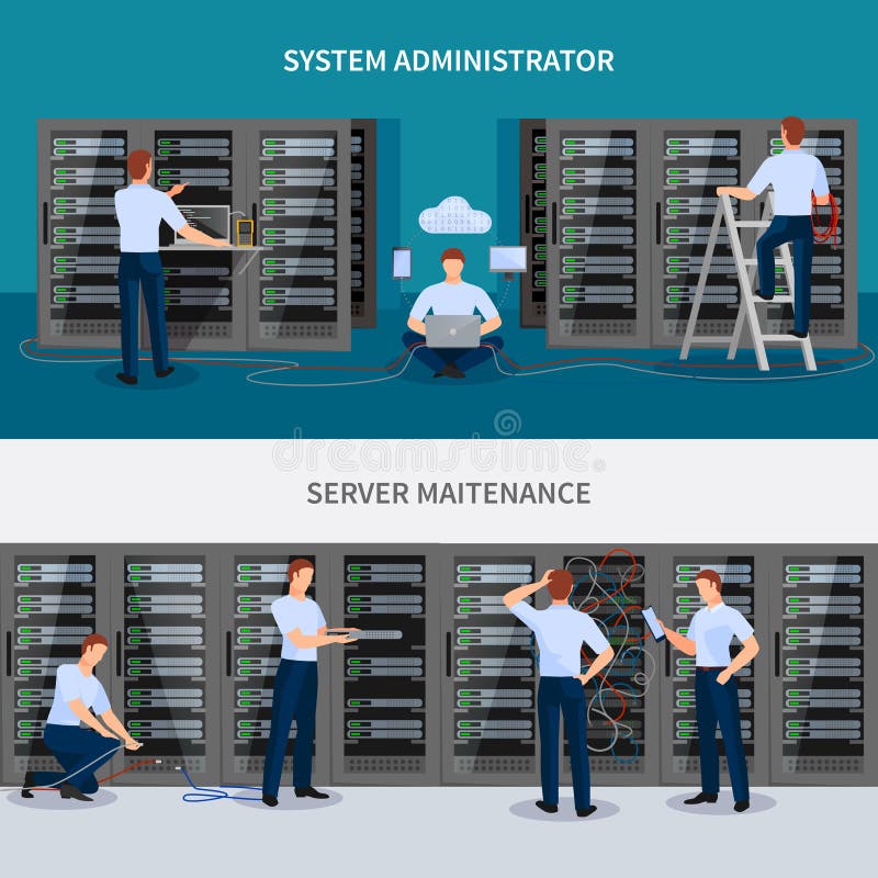 Server Maintenance Banners Set Stock Vector - Illustration of ...