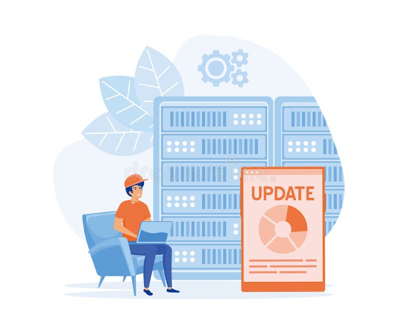 Server Maintenance Concept, Man Working at Server Rack Hardware Room ...