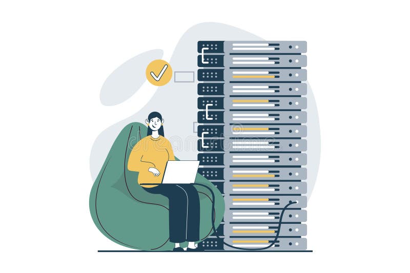 Server Maintenance Concept with People Scene in Flat Design for Web ...