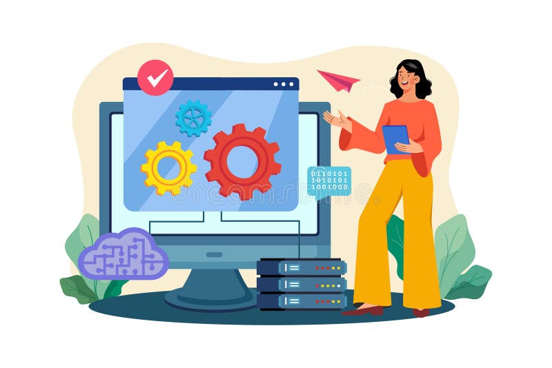 Server Maintenance Illustration Concept. a Flat Illustration Isolated ...