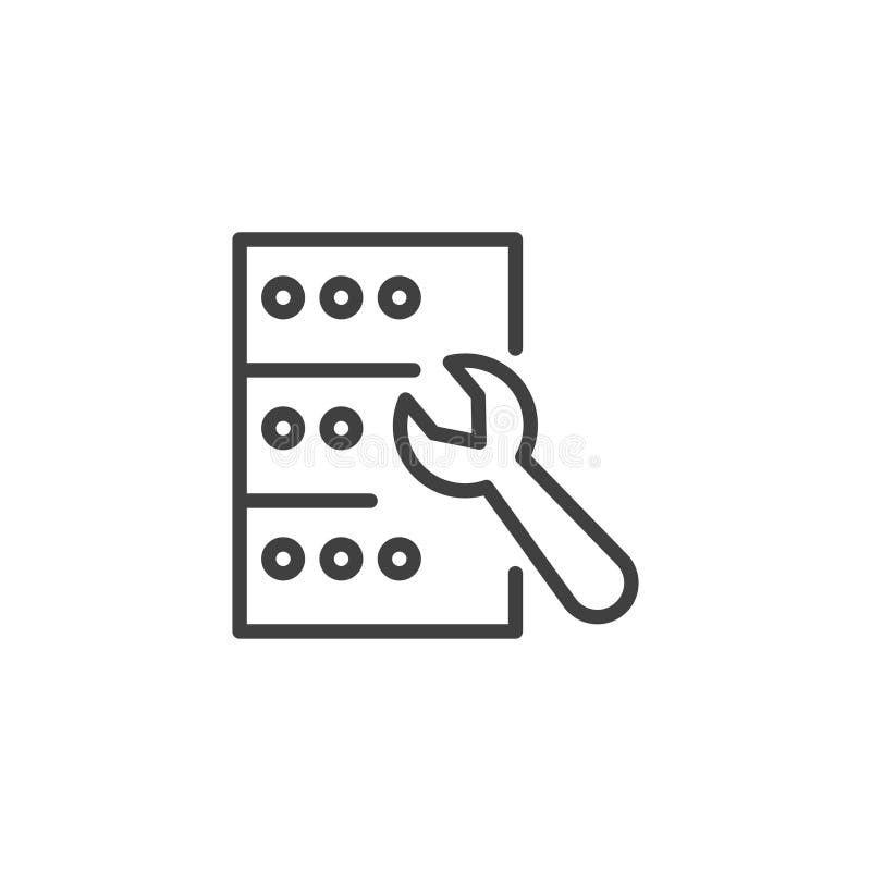 Server Maintenance Line Icon Stock Illustration - Illustration of sign ...