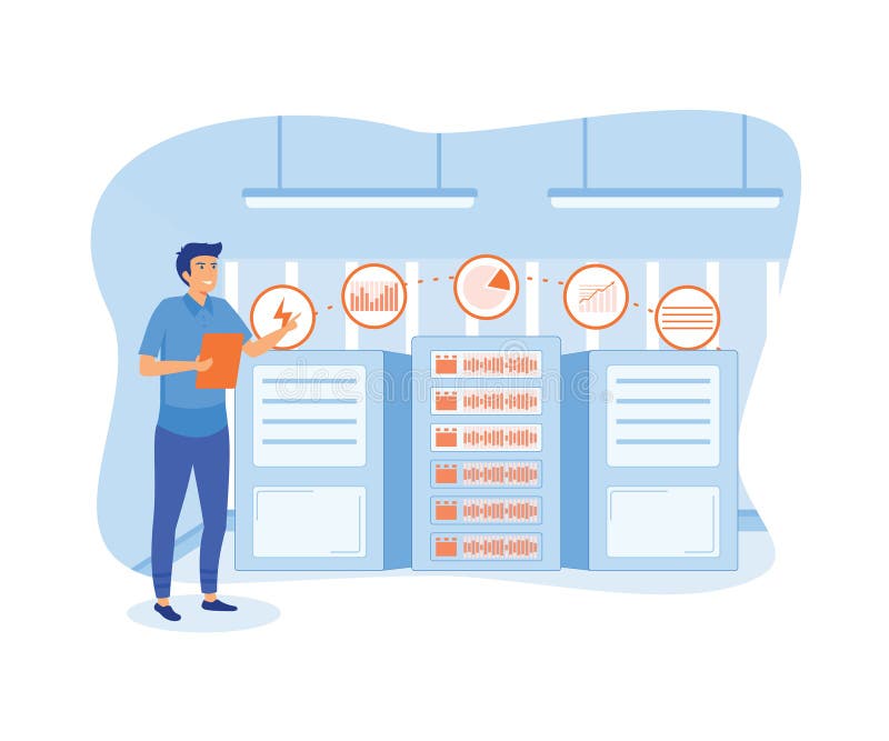 Server Maintenance with Monitoring Tools Concept. Managed Server ...