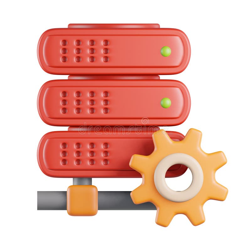 Server Management 3D Icon stock illustration. Illustration of gear ...