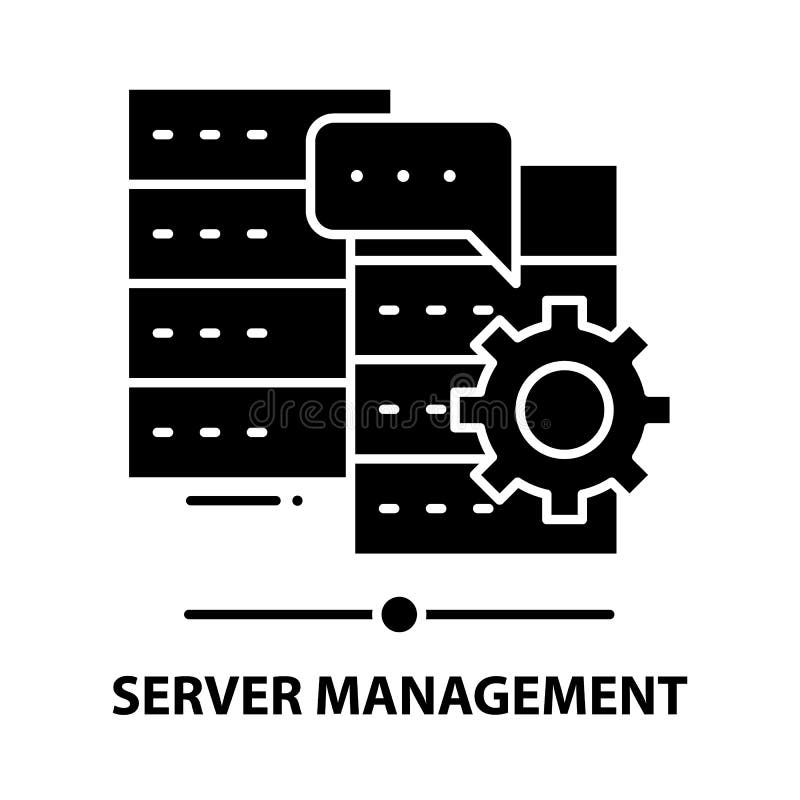Server Management Icon, Black Vector Sign with Editable Strokes ...