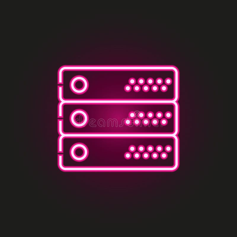 Server Neon Style Icon. Simple Thin Line, Outline Vector of Web Icons ...