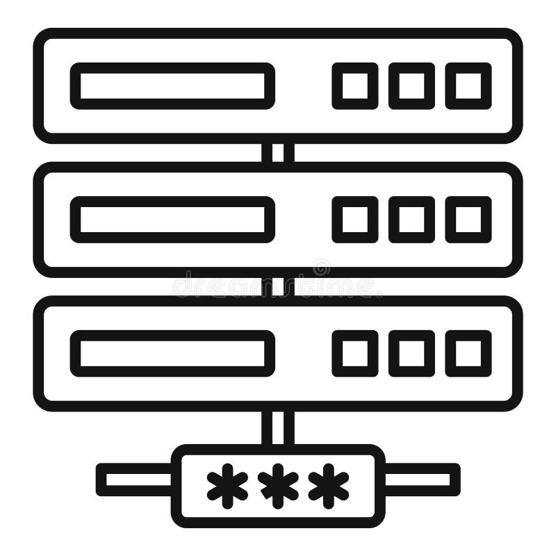 Server Network Authentication Icon, Outline Style Stock Vector ...