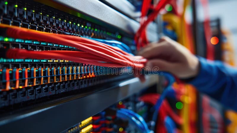 The Server and Network Cables.AI Generated Image Stock Photo - Image of ...