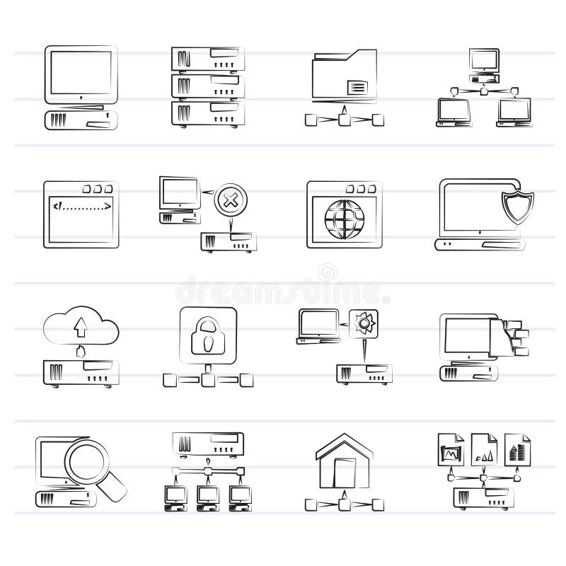 Network, Server and Hosting Icons Stock Vector - Illustration of disk ...