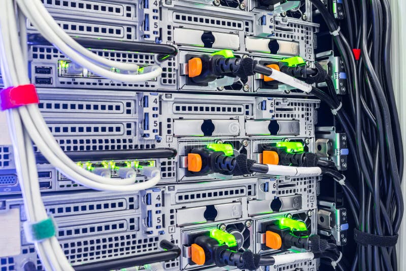 Datacenter Racks and Overhead Cable Management Stock Photo - Image of ...