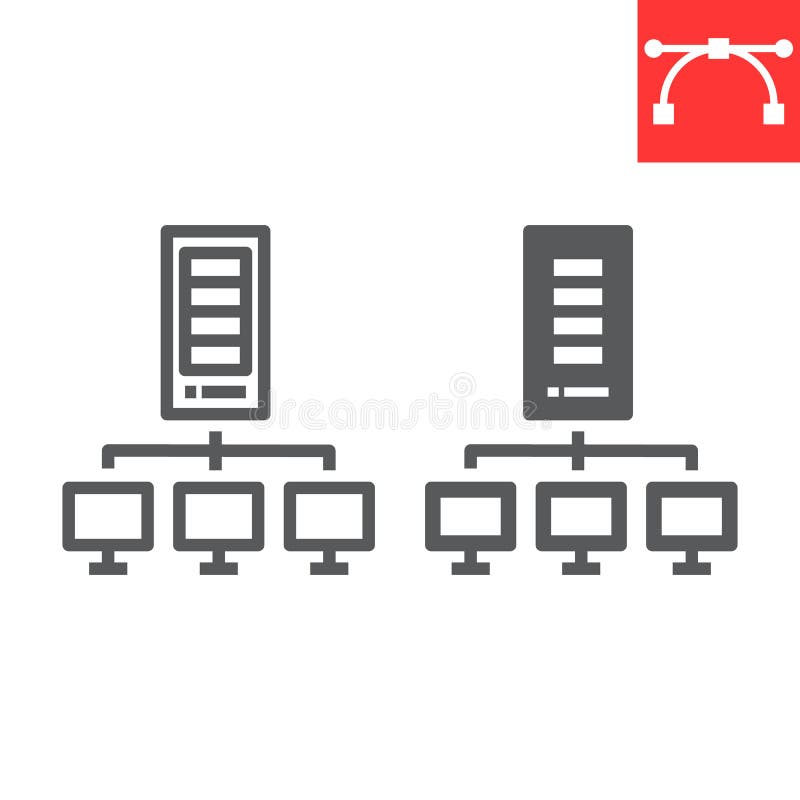 Server Network Line and Glyph Icon Stock Vector - Illustration of ...