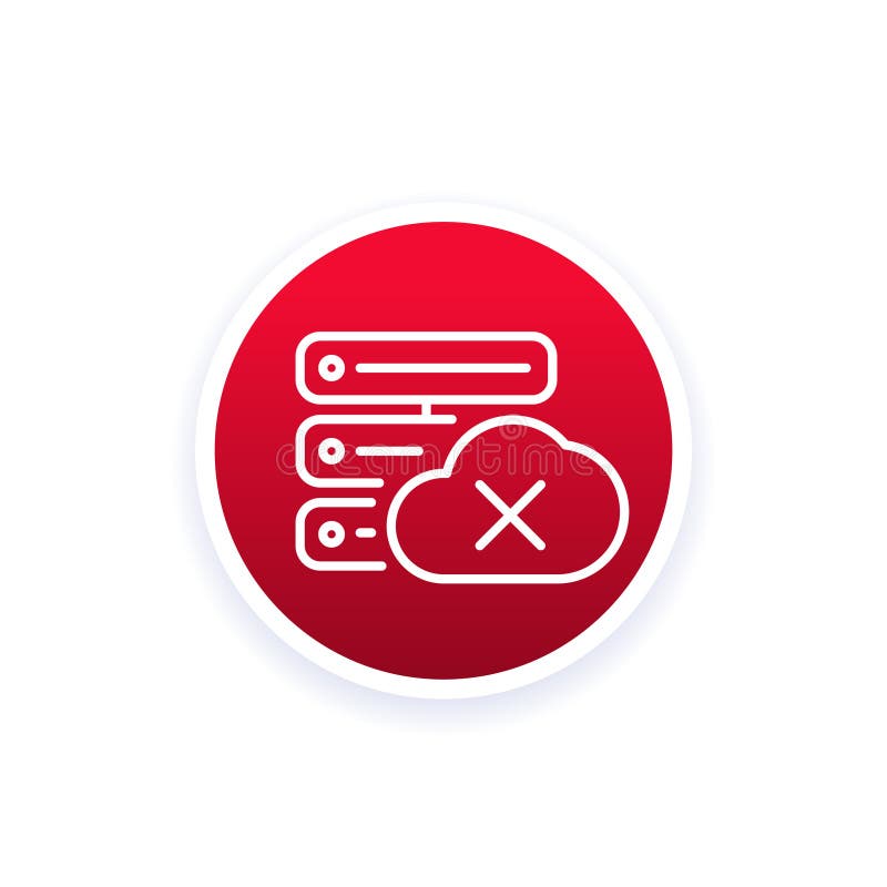Server Offline Icon with a Cloud, Line Vector Stock Illustration ...