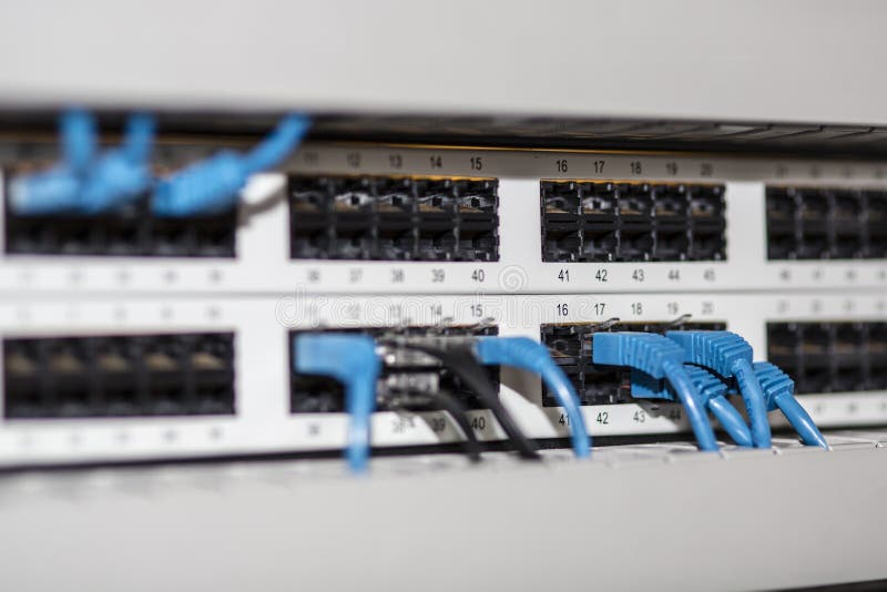 Server Panel with Cables and Connectors Stock Photo - Image of closeup ...