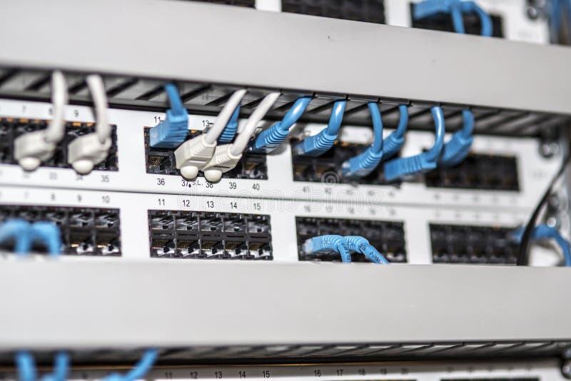 Server Panel with Cables and Connectors Stock Image - Image of ...