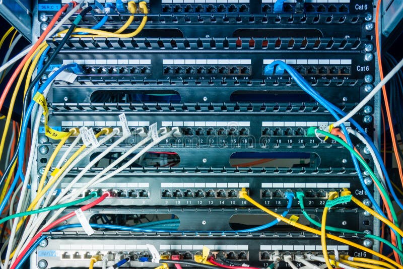 Server with Patch Cables Plugged in Ethernet Ports Stock Image - Image ...